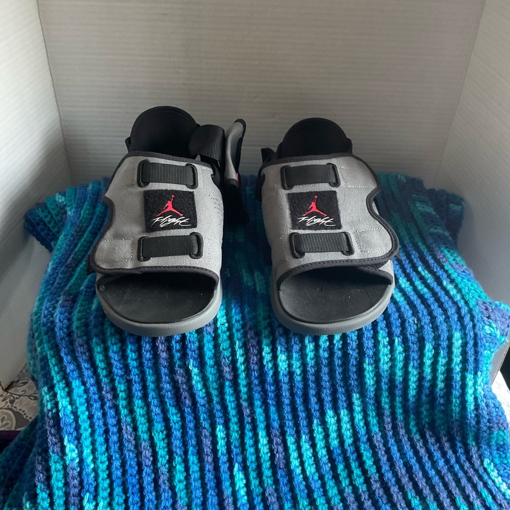 Jordan Slide Sandals - Gray And Black - Gem